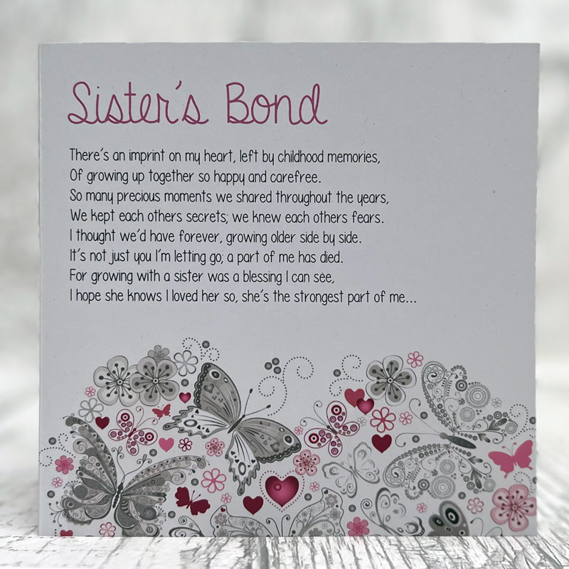 Sisters Bond Eco Friendly Greeting Card - Heart On My Sleeve Greetings